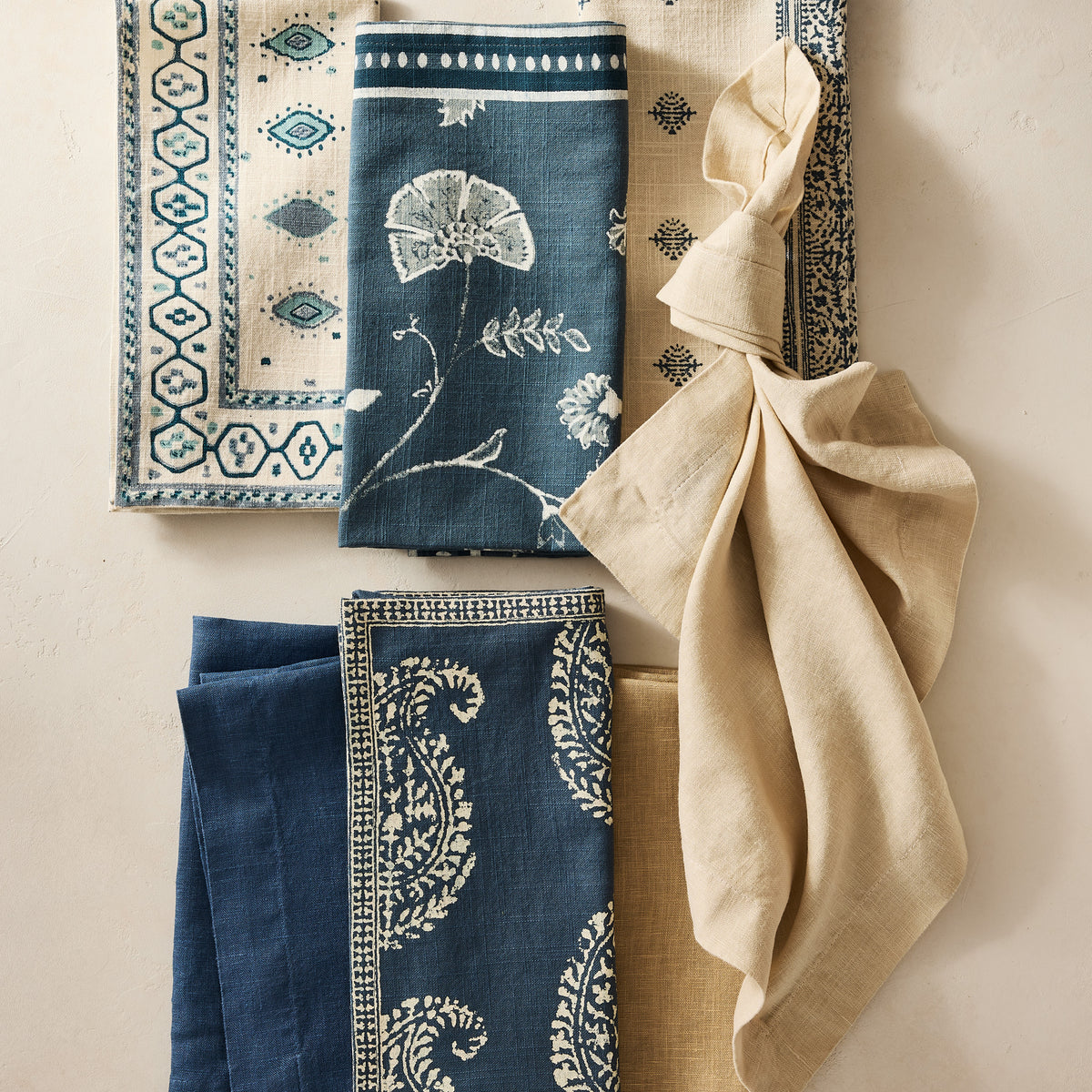 Peter Dunham + Hudson Grace Indigo Blue Fez Stripe Natural Printed Nap ...