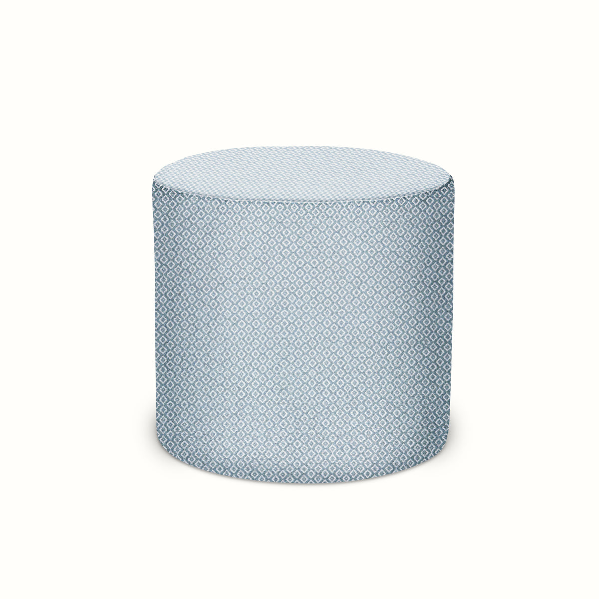 Indoor/Outdoor Pouf in Peter Dunham Textiles Heera White/Ocean ...