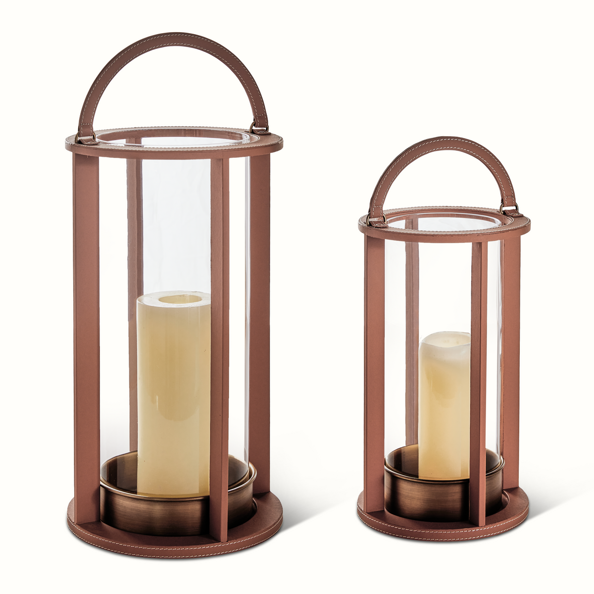 Leather Stitched Lantern – Hollywood At Home