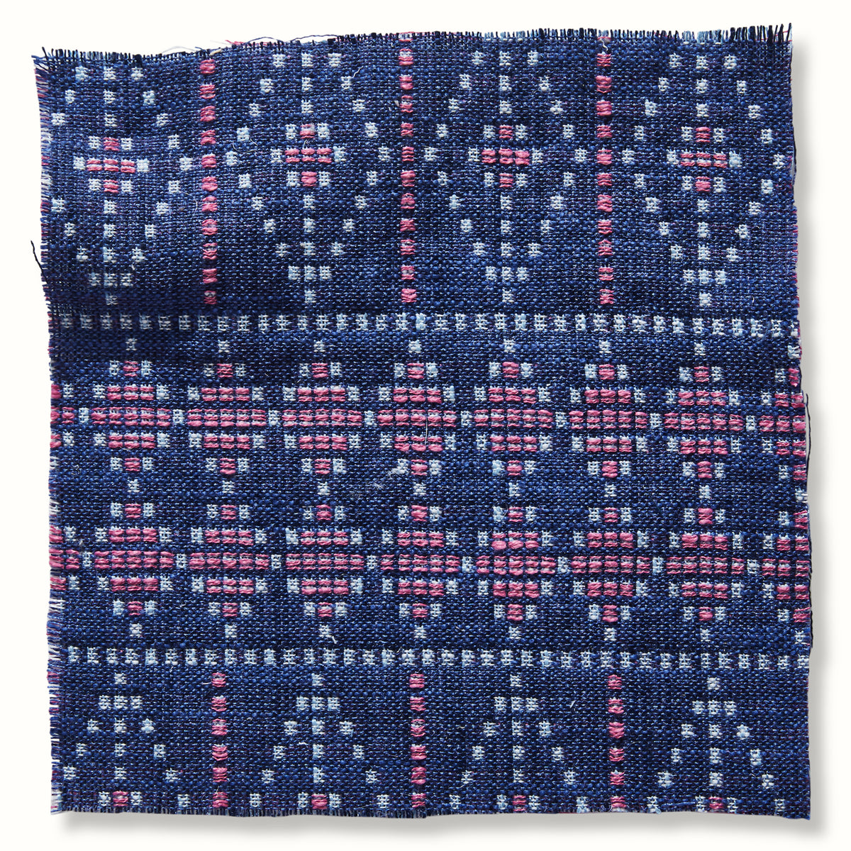 Indoor/Outdoor Pouf in Peter Dunham Textiles Souk Blue/Pink on Indigo ...